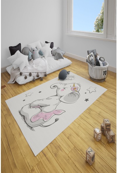 Hazar Halı Dijital Baskılı Balerin Fil Desenli Çocuk Halısı