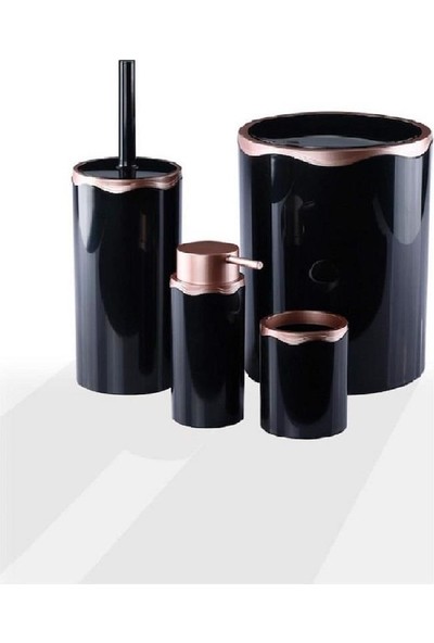 Azra Akrilik Banyo Takımı 4 Parça Siyah Goldenpink Azra Akrilik Banyo Takımı 4 Parça Siyah Goldenpink