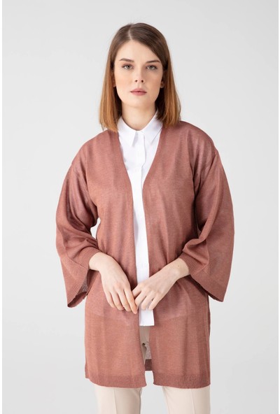 Desen Triko Kadın Düz Örgü Yarasa Kol Uzun Hırka Bakır Desen Triko Kadın Düz Örgü Yarasa Kol Uzun Hırka Bakır