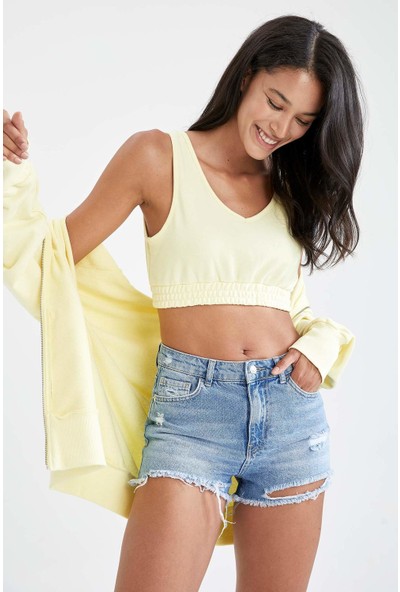 DeFacto Askılı V Yaka Beli Büzgülü Crop Atlet V4241AZ21AU DeFacto Askılı V Yaka Beli Büzgülü Crop Atlet V4241AZ21AU