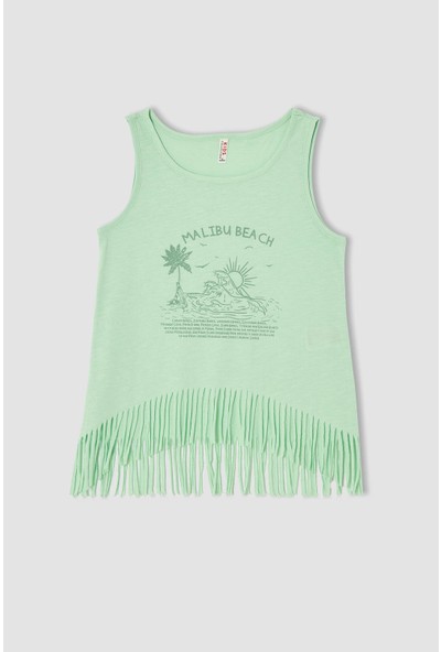 Defacto Kız Çocuk Palmiye Baskılı Püsküllü Atlet V8719A621HS