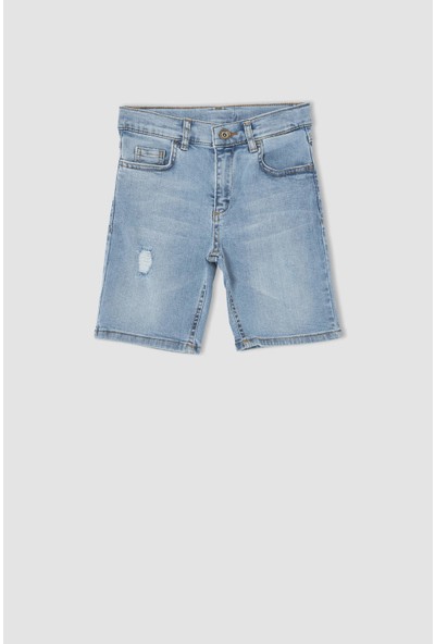 Defacto Erkek Çocuk Regular Fit Yırtık Detaylı Jean Bermuda Şort V6260A621HS Defacto Erkek Çocuk Regular Fit Yırtık Detaylı Jean Bermuda Şort V6260A621HS
