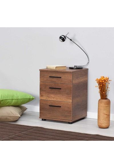 Adore Tredline Üç Çekmeceli Komodin - Oslo Ceviz