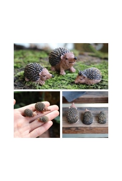 Himi Teraryum Objeleri 3'lü Kirpi Teraryum Obje Minyatür Obje Teraryum