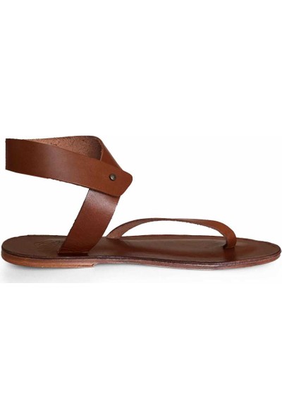 Edza Eve Taba Bilekten Bagli Altı Kösele Deri Bodrum Sandaleti - Büyük Numaralı