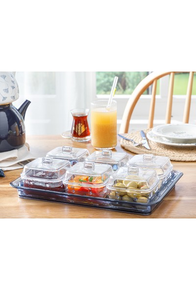 English Home Axel Akrilik 6 Bölmeli Kahvaltılık 25X38 cm Lacivert