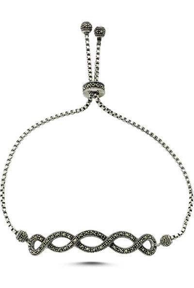 Tevuli Gümüş Markazit Taşlı Asansör Bileklik