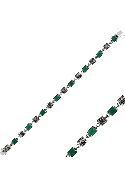 Tevuli Gümüş Markazit & Zirkon Taşlı Bileklik