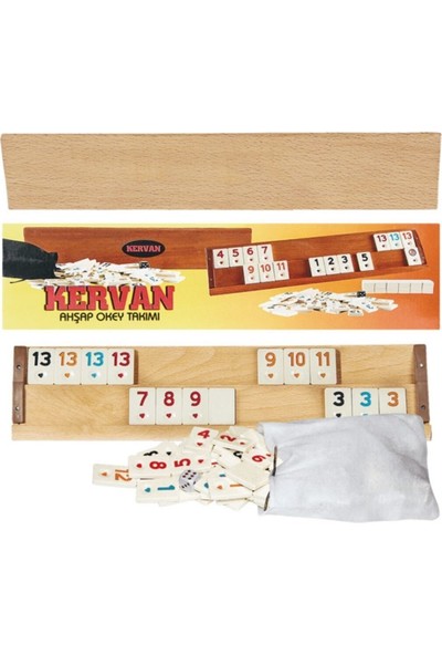 Kervan Büyük Cilalı Ahşap Yüzey Okey Takımı