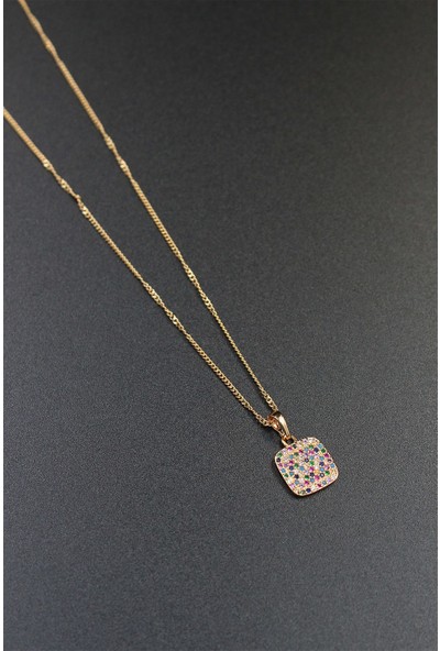 Mersaksesuar Vip Kararmaz Renkli Taş Tasarım Kolye