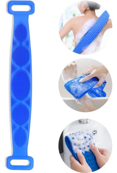 Mujgan Çift Taraflı Banyo Sırt Kesesi Silikon Duş Lifi Fırçası 60 cm