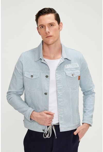 Cekmon Çizgili Kısa Erkek Kot Mont Cekmon Çizgili Kısa Erkek Kot Mont