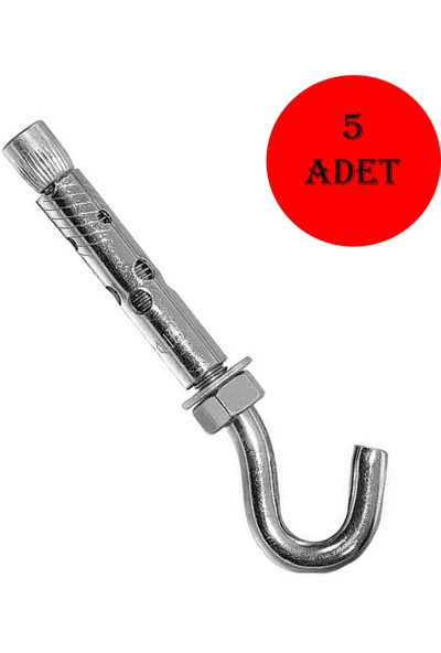 Nzb (5 Adet) Kancalı Çelik Dübel Gömlekli Açık Ağız Kanca M10