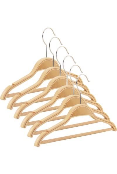 Nyn Ahşap 0-3 Yaş Bebek Elbise Askısı Naturel Renk 6 Adet