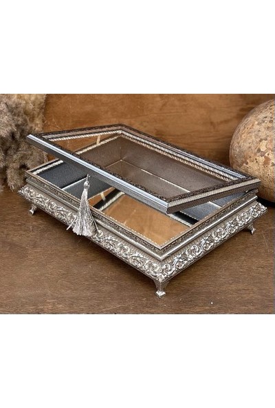 Sare Cam Kapaklı Çikolata Kutusu 30X20 cm