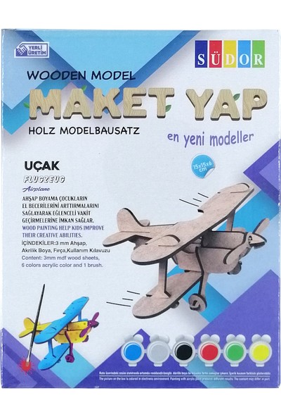 Südor Ahşap Maket Uçak Boyama Seti 15X15X6 cm N:MD201 Südor Ahşap Maket Uçak Boyama Seti 15X15X6 cm N:MD201