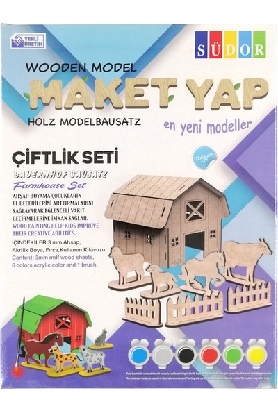 Südor Ahşap Maket Çiftlik Boyama Seti 12X14X18 cm N:MD206 Südor Ahşap Maket Çiftlik Boyama Seti 12X14X18 cm N:MD206