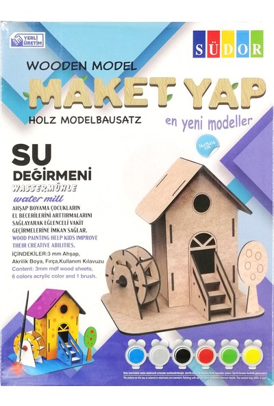 Südor Ahşap Maket Değirmen Boyama Seti 16X10X7 cm N:MD203 Südor Ahşap Maket Değirmen Boyama Seti 16X10X7 cm N:MD203
