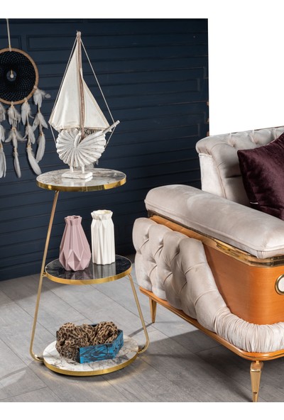 Boss Group Üç Katlı Beyaz Sehpa Boss Group Üç Katlı Beyaz Sehpa