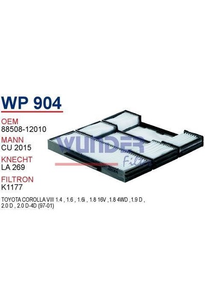 Wunder Toyota Corolla (Katlanır) Polen Filtresi Wunder Toyota Corolla (Katlanır) Polen Filtresi