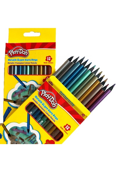 Play-Doh Metalik Üçgen Kuru Boya 12'li