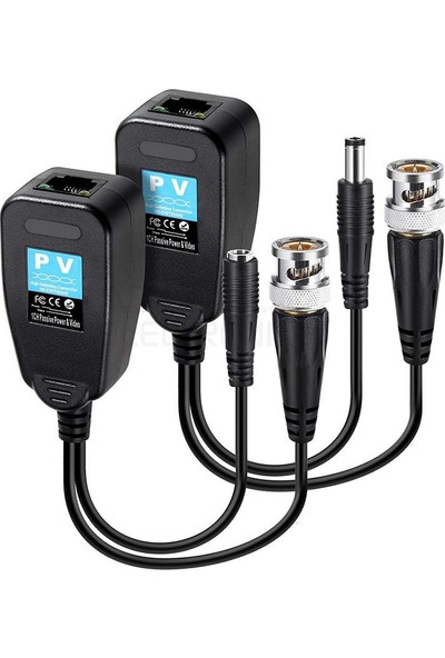Powermaster Bnc To RJ45 Video Balun + Power Konnektör PM-3898 Powermaster Bnc To RJ45 Video Balun + Power Konnektör PM-3898