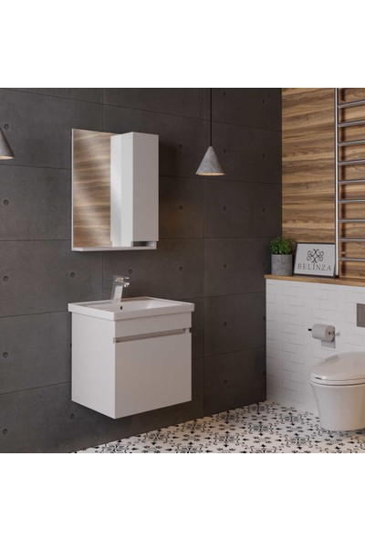 Belinza Etna 55 cm Beyaz Banyo Dolabı Belinza Etna 55 cm Beyaz Banyo Dolabı