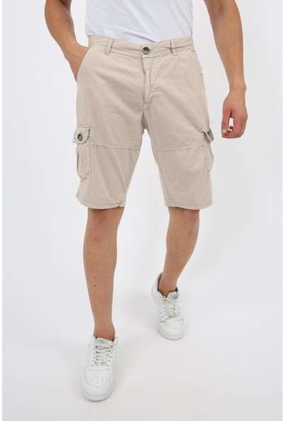 Ette Erkek Bej Slim Fit Kargo Cep Kapri Şort 3400 Ette Erkek Bej Slim Fit Kargo Cep Kapri Şort 3400