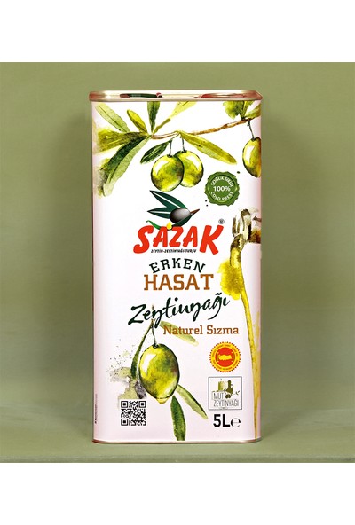 Sazak Erken Hasat Soğuk Sıkım Mut Zeytinyağı 5 lt Sazak Erken Hasat Soğuk Sıkım Mut Zeytinyağı 5 lt
