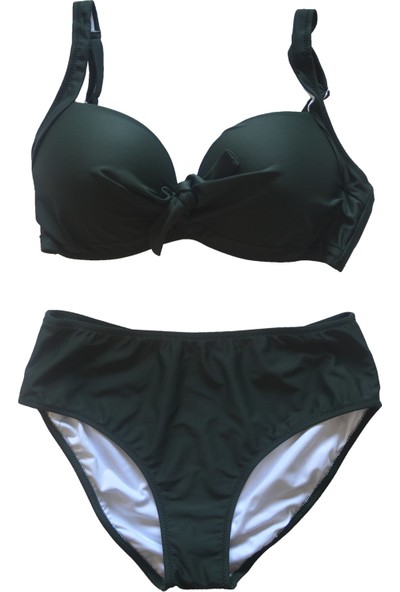 Endeep kadın Büyük Beden Balenli Koyu Yeşil Bikini Takımı