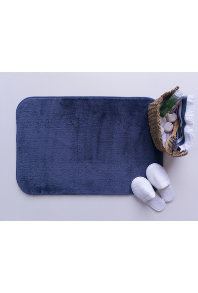 Colizon 60 x 90 Cm. Kaymaz Tabanlı Puffy Tekli Lacivert Banyo Paspası