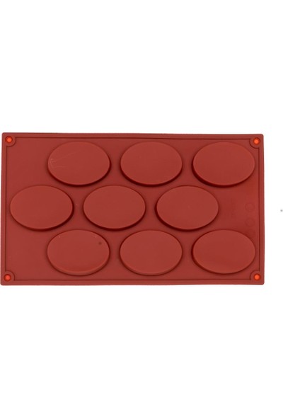 Mumi Oval Silikon Kalıp Çikolata Sabun Kokulu Taş Mum Epoksi Kalıbı 9 Delikli