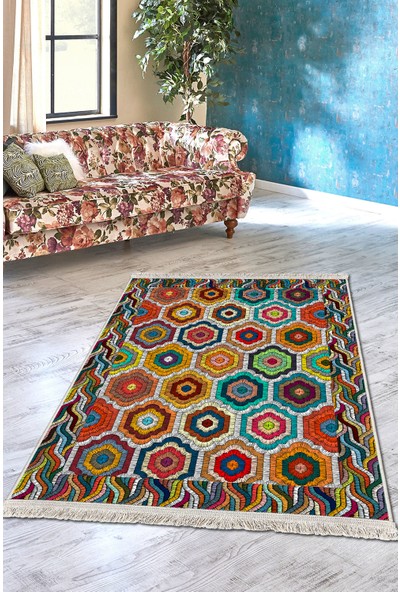 Colizon Dekoratif Yıkanabilir Kaymaz Tabanlı Salon Halısı