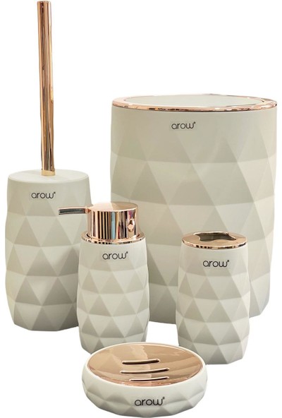 Arow - Lüx Akrilik 5 Parça Kırılmaz Krem Banyo Seti Arow - Lüx Akrilik 5 Parça Kırılmaz Krem Banyo Seti