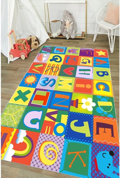Colizon Dekoratif Yıkanabilir Kaymaz Tabanlı Çocuk Halısı