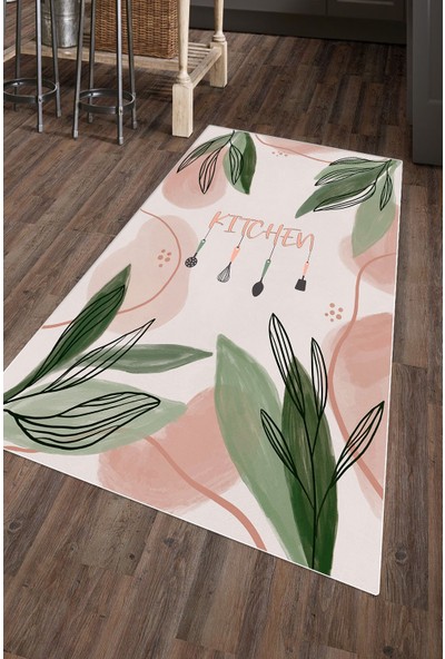 Colizon Dekoratif Yıkanabilir Kaymaz Tabanlı Mutfak Halısı