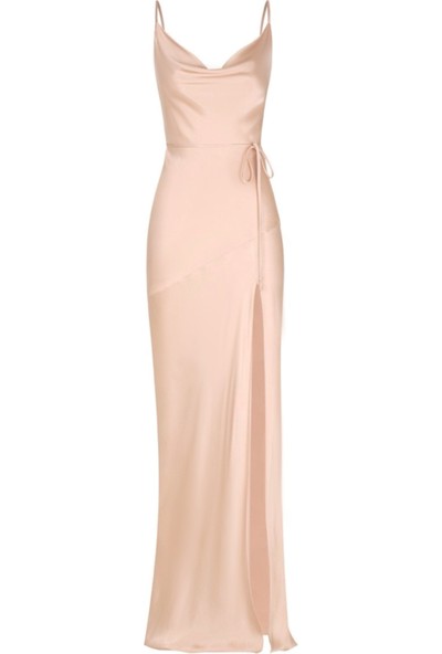 Betty & Sam Degaje Yaka Askılı Saten Elbise 5203 Betty & Sam Degaje Yaka Askılı Saten Elbise 5203