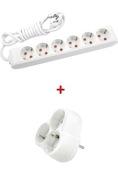 Viko Ekonomik 6'lı Grup Priz Topraklı Çocuk Korumalı 5 Metre + Viko Yonca 3'lü Fiş-Priz Viko Ekonomik 6'lı Grup Priz Topraklı Çocuk Korumalı 5 Metre + Viko Yonca 3'lü Fiş-Priz