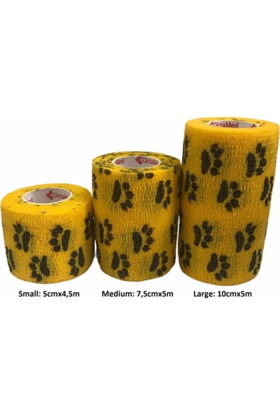 Kendinden Yapışkanlı Bandaj Pati Desenli 7,5cm x 4,5m Sarı Kendinden Yapışkanlı Bandaj Pati Desenli 7,5cm x 4,5m Sarı