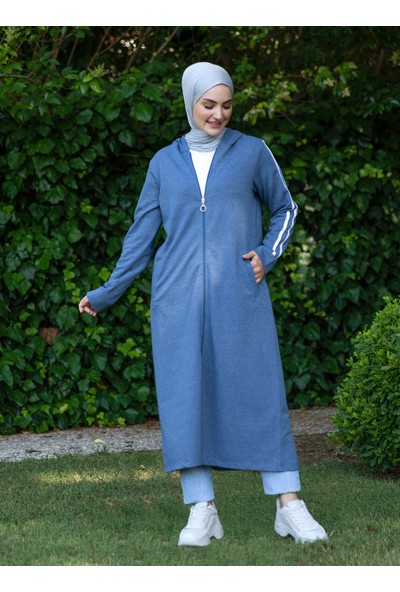 Tavin Fermuarlı Spor Kap - Indigo - Tavin