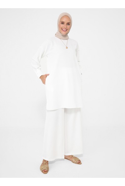 Refka Aerobin Tunik&pantolon Ikili Takım - Beyaz - Refka Casual Refka Aerobin Tunik&pantolon Ikili Takım - Beyaz - Refka Casual