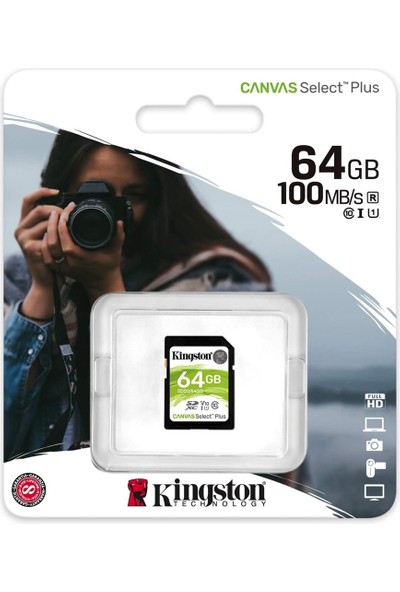 Kıngston Canvas Select Plus 64GB Sdxc CLASS10 Hafıza Kartı SDS2/64GB Kıngston Canvas Select Plus 64GB Sdxc CLASS10 Hafıza Kartı SDS2/64GB