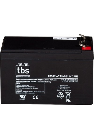 Tbs 12V 7AMPER 12V-7AH-5 TSK1454 Kuru Tip Akü Tbs 12V 7AMPER 12V-7AH-5 TSK1454 Kuru Tip Akü