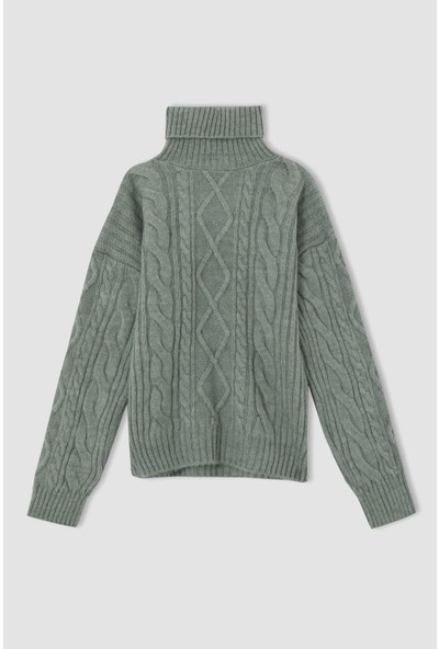 DeFacto Kız Çocuk Regular Fit Boğazlı Saç Örgülü Kazak R1986A621WN DeFacto Kız Çocuk Regular Fit Boğazlı Saç Örgülü Kazak R1986A621WN