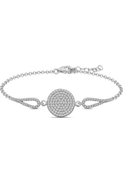 Gumush Gümüş Zirkon Taşlı Daire Bileklik