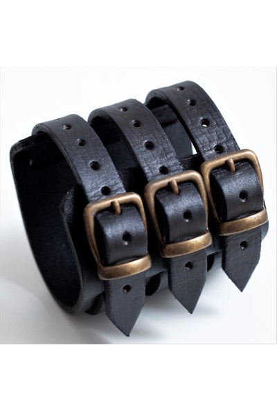 Narkissos El Işçiliği Üç Kemerli Deri Bileklik Narkissos El Işçiliği Üç Kemerli Deri Bileklik
