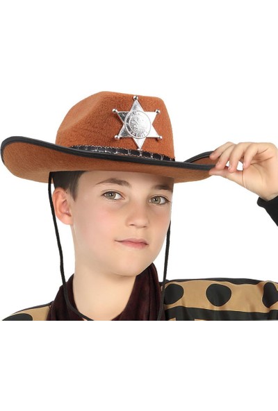 ERPA ToysShop Çocuk Kovboy Şapkası Sheriff Şapkası Kahverengi ERPA ToysShop Çocuk Kovboy Şapkası Sheriff Şapkası Kahverengi