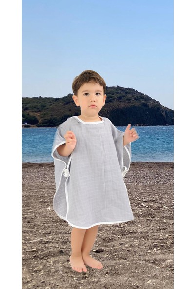 Enhitbaby Çocuk Bebek Müslin Panço Kapüşonlu Oeko-Tex Sertifikalı 1-4 Yaş Gri Enhitbaby Çocuk Bebek Müslin Panço Kapüşonlu Oeko-Tex Sertifikalı 1-4 Yaş Gri