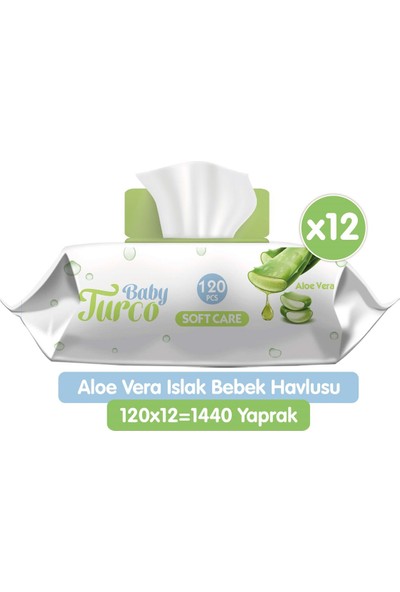 Baby Turco Softcare Aloe Vera Islak Bebek Havlusu 12 x 120 Adet