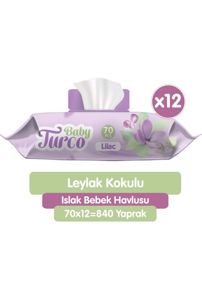 Baby Turco Leylak Kokulu Islak Bebek Havlusu 12 x 70 Adet